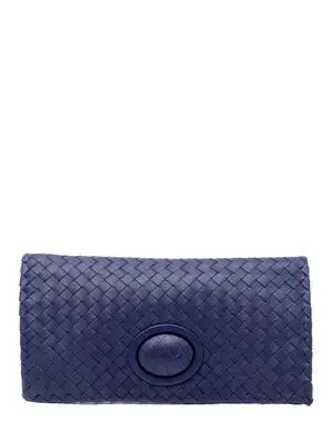 Bottega Veneta Nappa Intrecciato Turn Lock Clutch Bag - Purple