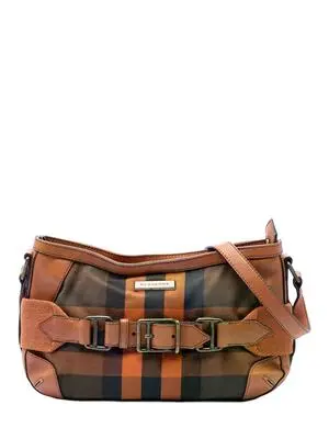 Burberry Mega Check Canvas And Leather Belted Crossbody Bag - Brown