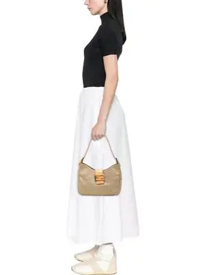 Fendi Zucchino Canvas Shoulder Bag - Neutrals