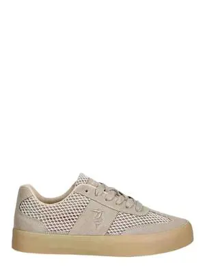 TRUSSARDI Suede And Mesh Panel Sneakers - Neutrals