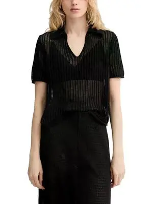 Marc O'polo Open-knit Polo Shirt - Black