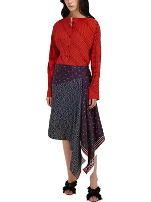 FERRAGAMO Silk Handkerchief Skirt - Blue