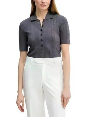 Marc O'polo Ribbed Knit Polo Shirt - Grey