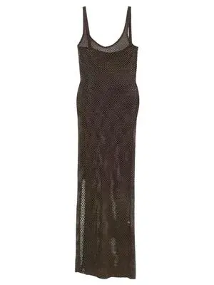 FROM BIKINI Crochet Knit Maxi Dress - Brown