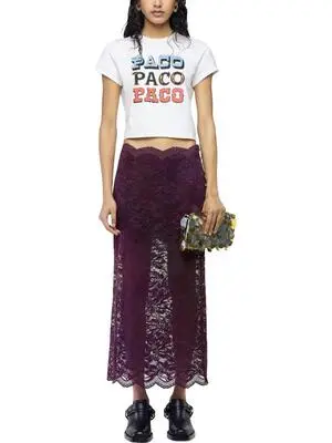 Rabanne Layered Lace Midi Skirt - Purple