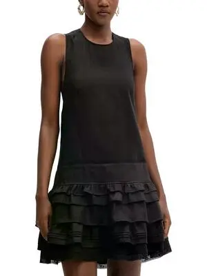 ISABELLE BLANCHE Sleeveless Tiered Ruffled Dress - Black