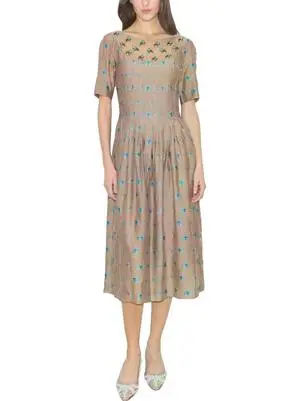 Tory Burch Embroidered Jacquard Dress - Neutrals