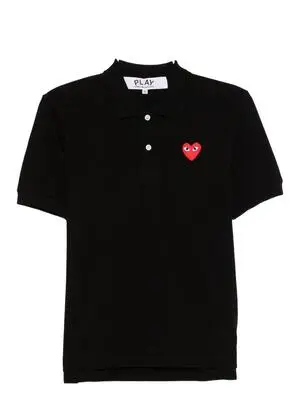 Play Comme Des Garcon Lapel Polo Shirt - Black