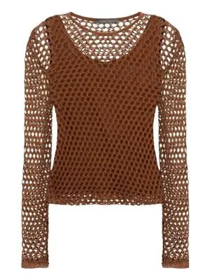 Alberta Ferretti Mesh Long-sleeve Top - Brown