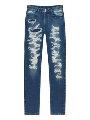 Givenchy Slim Fit Destroyed Jeans - Medium Blue