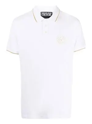 Versace Chest Logo-patch Polo Shirt - White