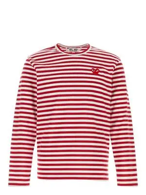 Play Comme Des Garcon Embroidered Cotton T-shirt - White