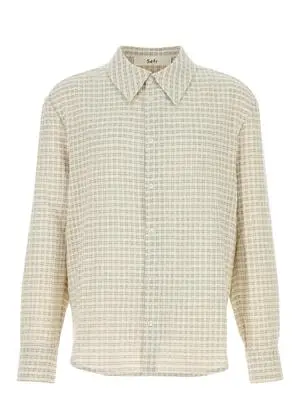 Séfr Embroidered Cotton Blend Wed Shirt - White