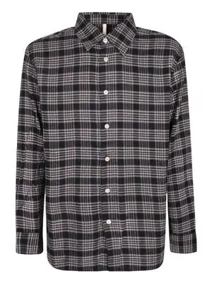 SUNFLOWER Plaid Long-sleeved Shirt - Black
