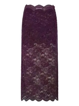 Rabanne Layered Lace Midi Skirt - Purple