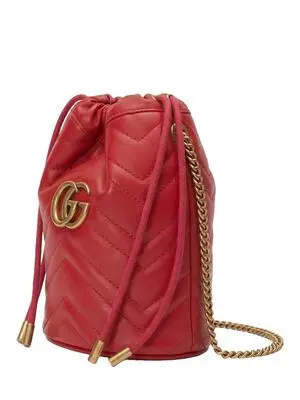 Gucci Gg Marmont Mini Bucket Bag - Red