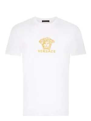 Versace Logo Embroidered T-shirt - White
