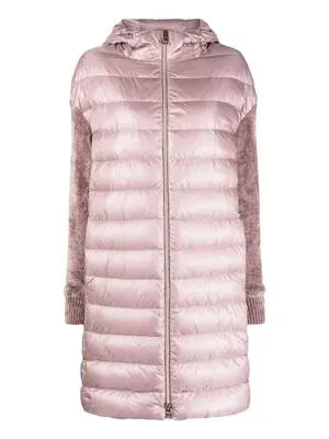 Herno Contrast-sleeve Padded Hooded Coat - Pink