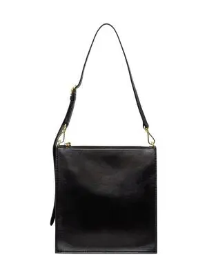 POLLINI Logo Debossed Leather Shoulder Bag - Black