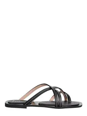 POLLINI Strappy Contrast-stitch Sandals - Black