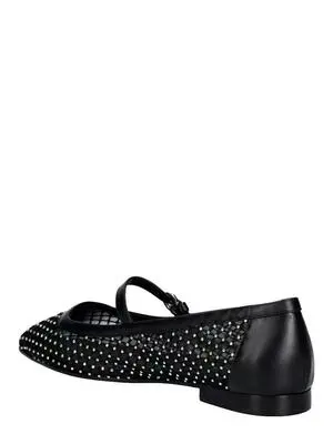 POLLINI Nina Crystal-embellished Mesh Ballet Flats - Black