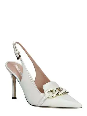 POLLINI Chain-link Slingback Pumps - Neutrals