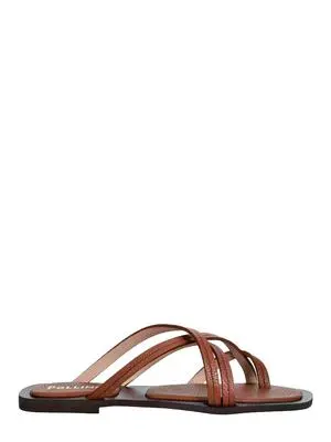 POLLINI Pebbled-effect Strappy Slides - Brown