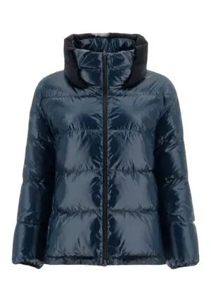 Herno Herno Glazed Ripstop Jacket With High Neck Blue