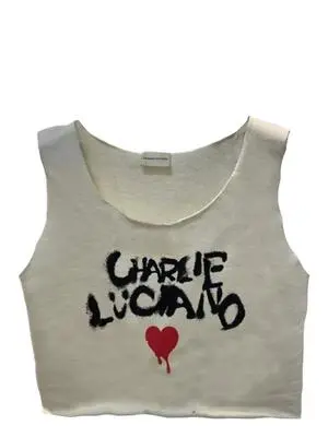 CHARLIE LUCIANO Graffiti Heart Sleeveless Vest - White