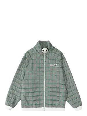 CHARLIE LUCIANO Plaid Zip-up Jacket With Letter Logo - Gray