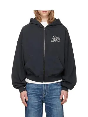Palm Angels Graphic Zipped Hoody - Black