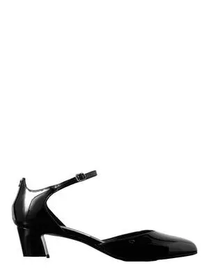 JIMMY CHOO Patent Leather Block Heel Mary Janes - Black
