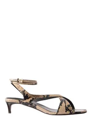 Khaite Python-embossed Leather Sandals - Black