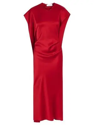 Victoria Beckham Satin Midi Dress - Red