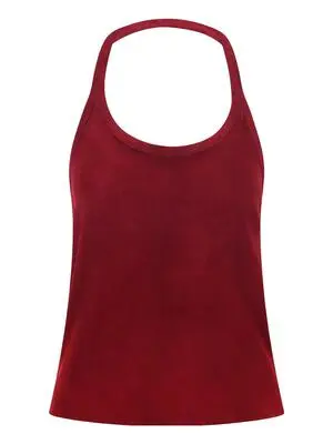 Stouls Suede Halterneck Tank With Open Back - Red