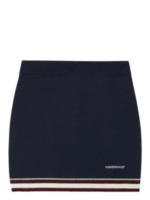 Casablanca Navy Merino Mini Skirt - Navy Blue