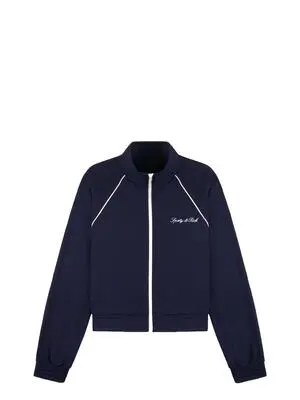 SPORTY  RICH Sporty & Rich Long Sleeve Zip-up Sweatshirt - Black