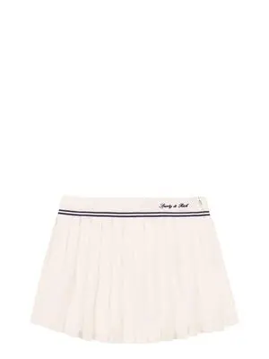 SPORTY  RICH Sporty & Rich Pleated Skirt With Striped Ribbed Waistband - No