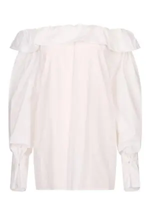 MSGM Off-the-shoulder Ruffled Shirt - White