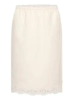 Posse Midi Skirt With Embroidered Lace Trim - Cream