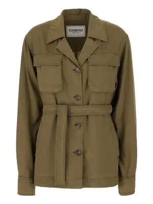 Iceberg Long Sleeve Belted Jacket - Green