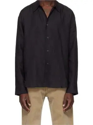 Studio Nicholson Button-down Long-sleeved Shirt - Black