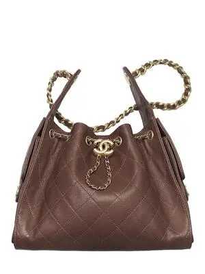 CHANEL CHANEL Grained Calfskin Quilted Small Handbag With Gold Tone Chain Strap