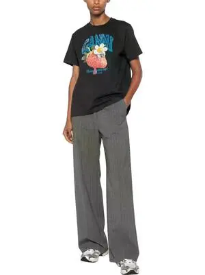 GANNI Graphic Print T-shirt - Black