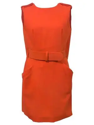 Alexander McQueen Wool Belted Sleeveless Dress - Orange