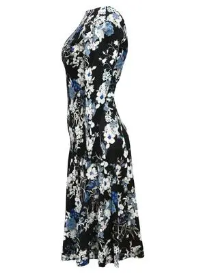 Erdem Floral-print Ruffle Dress - Black