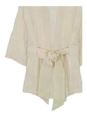 120% Lino Belted Kimono Jacket - Neutrals