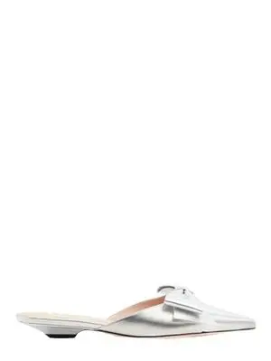 Valentino Garavani Bowow Mule In Laminated Nappa - Silver