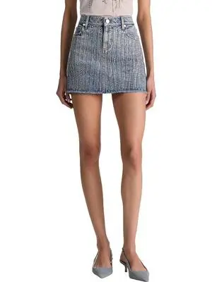 Alice + Olivia Kiera Embellished Mini Skirt - Denim