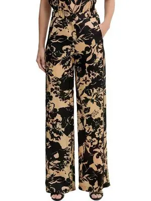 SIMONA CORSELLINI Beige Floral Print Palazzo Pants - Neutrals